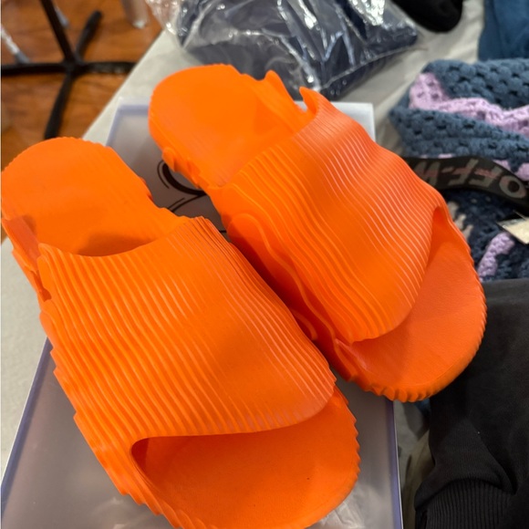 Shoes | Bright Orange Slide Sandals | Poshmark